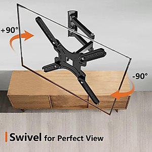Nuyoah Full Motion TV Wall Mount for Most 26-55 Inches LED OLED 4K TVs, TV Brackets for Wall Mount Swivel Tilts Extension with Perfect Center Design, Articulating Mount Max VESA 400x400mm Up to 77lbs