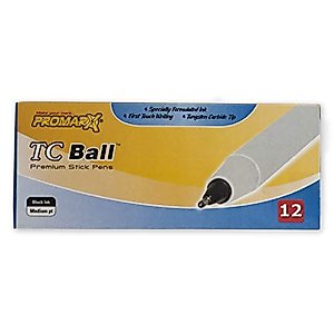 Kittrich Corporation Promarx TC Ball Premium Medium Ballpoint Stick Pens, 1.0 mm, Black Ink, 12 count