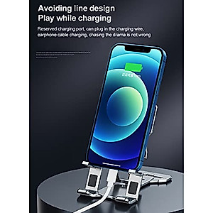 QiBok Aluminum Alloy Foldable Phone Stand, Portable Cell Phone Stand for Desk and Adjustable Height, Cell Phone Holder Cradle Dock Compatible Most of Phone