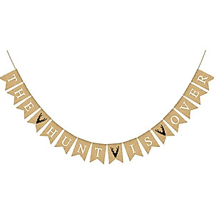 The Hunt is Over Banner Burlap Bunting Banner Garland Flags for Hunting Festival Party Decorations