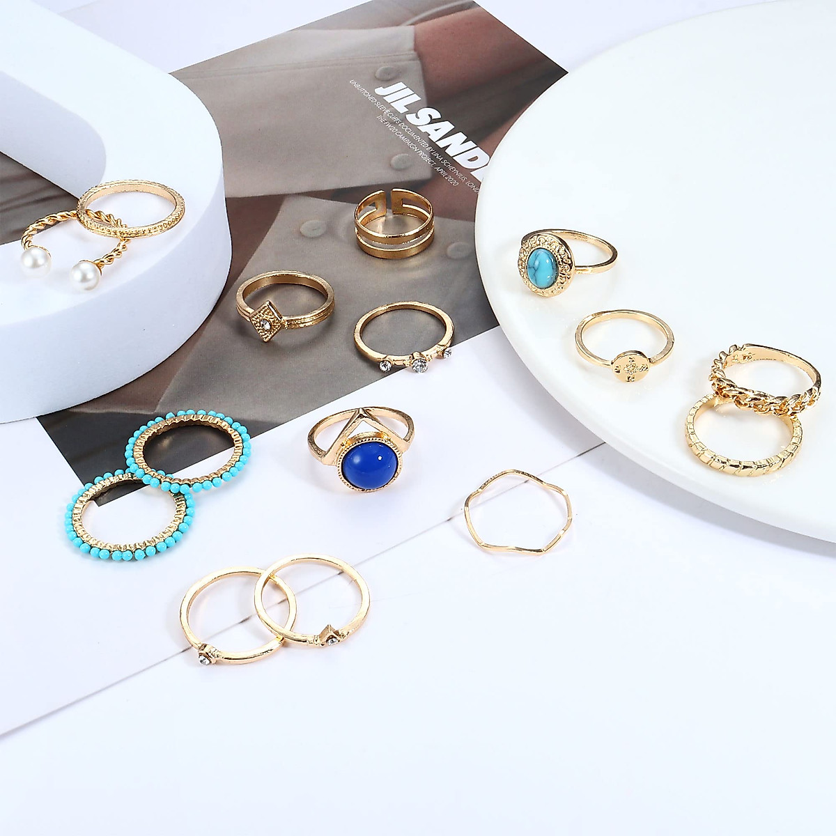 Kakonia 86Pcs Knuckle Rings Set for Women Vintage Boho Aesthetic Rings Pack Stackable Midi Joint Finger Rings