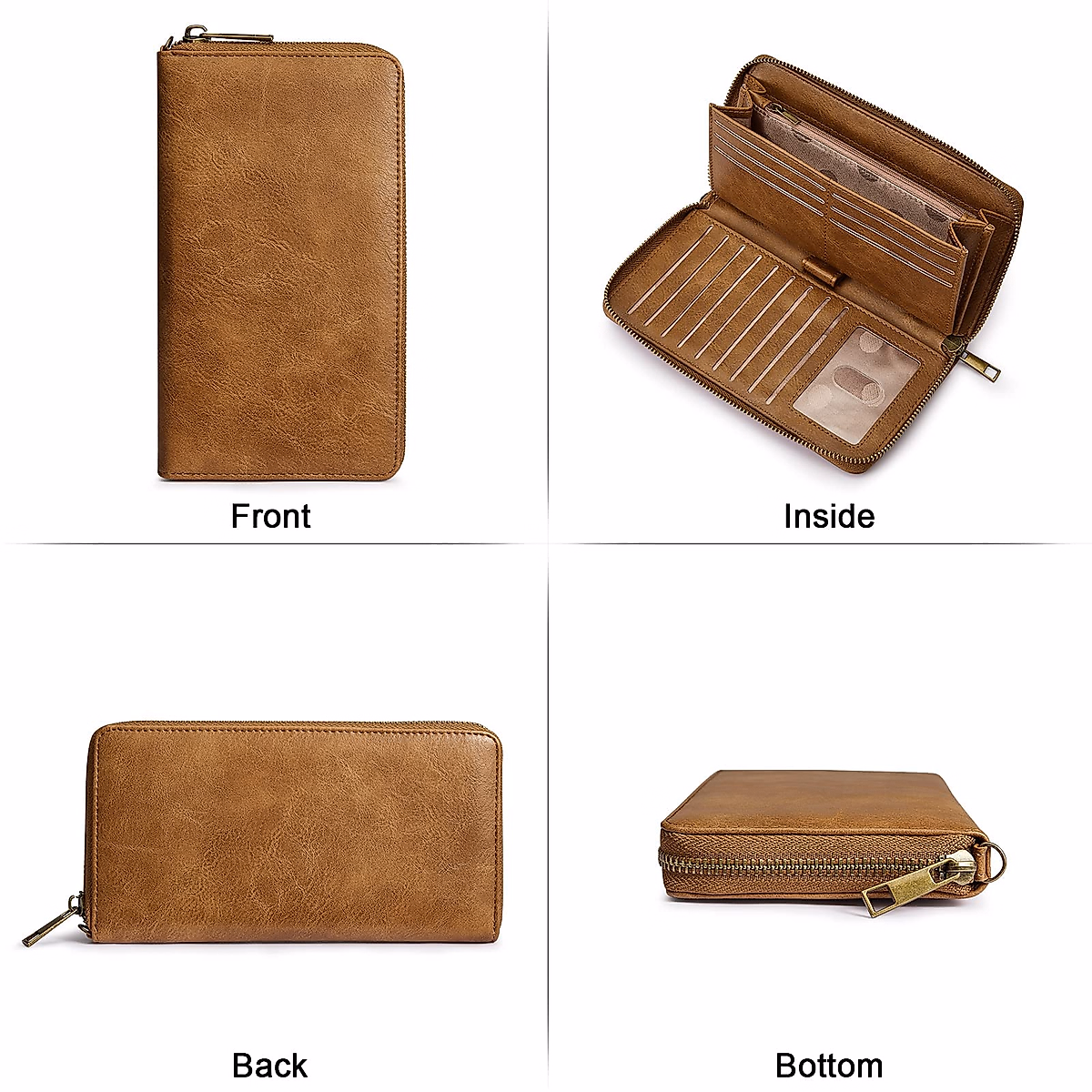 S-ZONE Wristlet Wallet for Women RFID Blocking Credit Card Holder Faux Leather Phone Wallet Purse Clutch