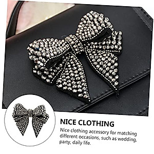 COHEALI 1pc Shoe Flower Decoration Black Clothes Rhinestone Applique Black Trim Crystal Bow Shoe Clips Sew on Beaded Patch Sewing Knot Applique Bowknot Adornment Bag Patch Decor Bags Bride