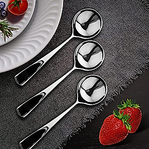 HEAOFEI Stainless Steel Dinner Spoons Set of 6,304 Stainless Steel Silverware Table Spoons, Mirror Polished Tablespoon,Use for Home, Kitchen or Restaurant Dishwasher Safe 6 PCS -Silver 6.3 Inches