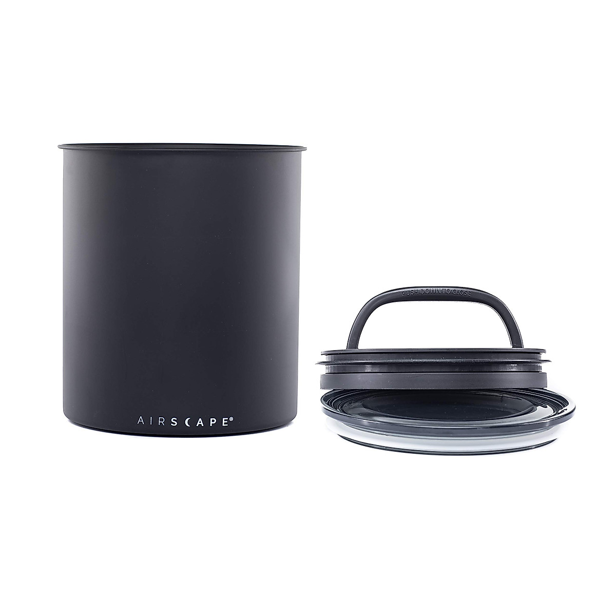 AirScape Kilo Coffee Storage Canister & Scoop Bundle - Large Food Container - Patented Airtight Lid 2-Way Valve Preserve Food Freshness, 2.2 lb Dry Beans (Large Matte Black & Brushed Steel Scoop)