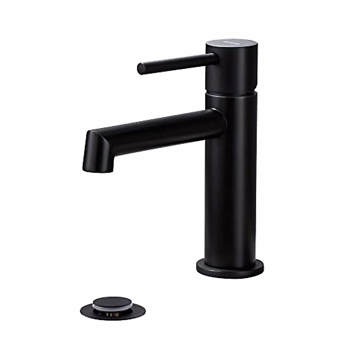Bathroom Faucet, Indare Single Hole Brass Matte Black Bathroom Faucet with Pop-up Sink Drain Assembly and Faucet Supply Hose