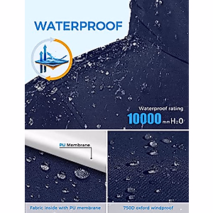 Wantdo Men's Big&Tall Waterproof Ski Jackets Plus Size Winter Coat with Hood Rain Coat Navy 4X-Large Big