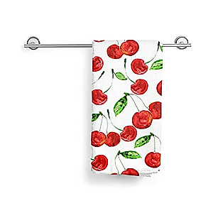 Dujiea Sweet Red Cherry Kitchen Dish Towel Soft Highly Absorbent Hand Towel Home Decorative Multipurpose for Bathroom Hotel Gym and Spa 15 X 27 Inches