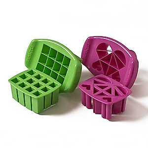 Food Cutter Set, Green Squares, Pink Hearts