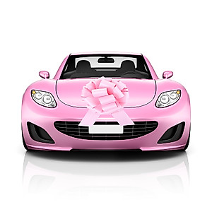 12" Large Pull Bows,2pcs Car Bows for Gift Wrapping, Christmas Party Birthday Gift Wedding Ribbon Bows for Bikes, Wrapping Boxes or Flower Decorations, Valentine's Day Gift Decorations (Pink)