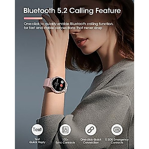 Smart Watches for Women, 1.3'' Always-On AMOLED Display, Bluetooth Smartwatch for Android iPhone, Fitness Tracker with 2 Bands, Heart Rate/Blood Oxygen/Sleep Monitor, 5 ATM Waterproof Sport Watch Pink