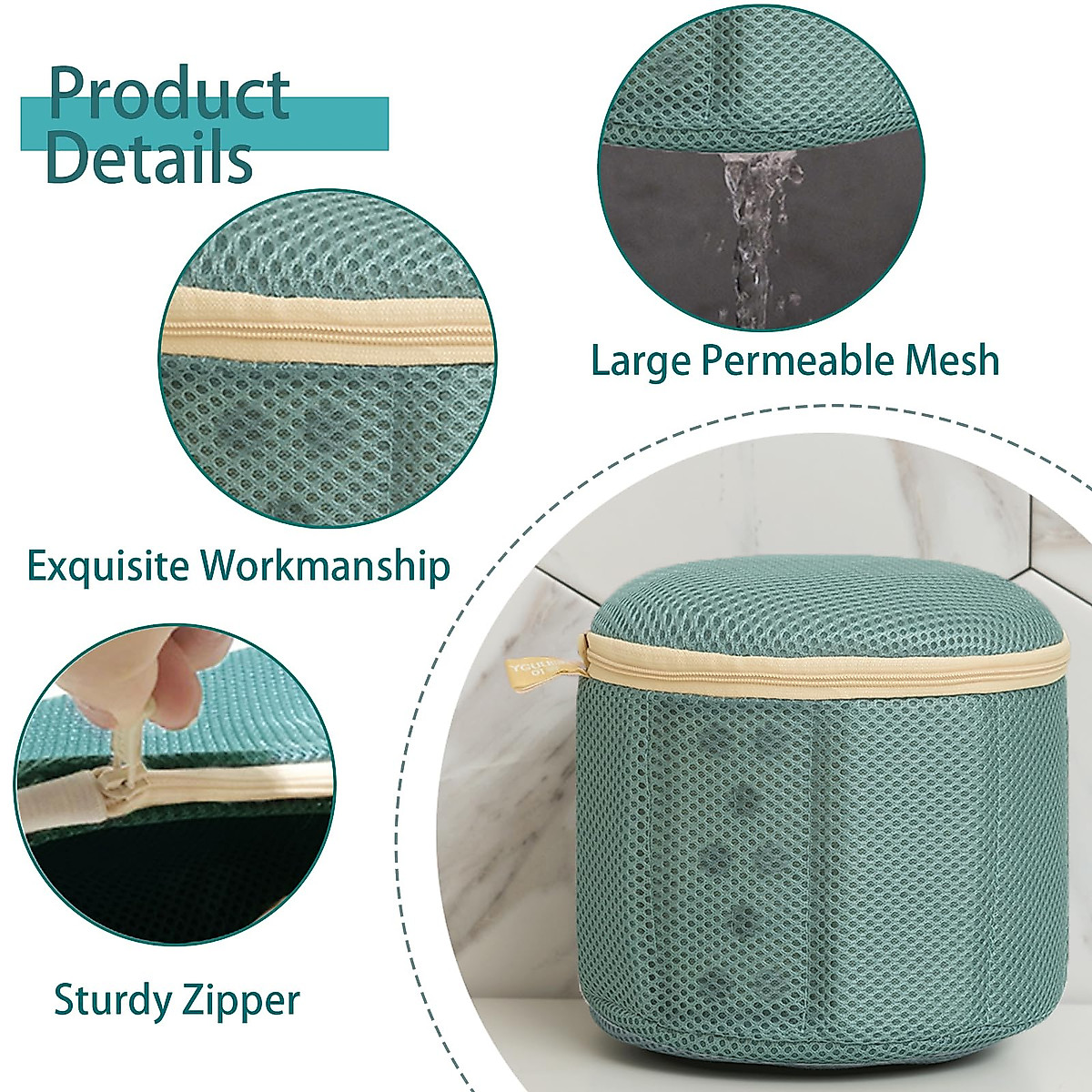 Hzutloer 2Pcs Protector Laundry Bags for Delicates Large Zipper Washing Machine Dryer Wash Bags for Underwear,Bra,Socks,Baby Clothes,Lingerie Net Laundry Bags 6 x 6 Inches