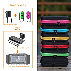 ButterFox Extra Large Carrying Case for Nintendo Switch Lite, Fits AC Adapter Charger, Compatible with JETech Protective Case and Most Grips, Game and Accessories Storage (Black/Yellow)