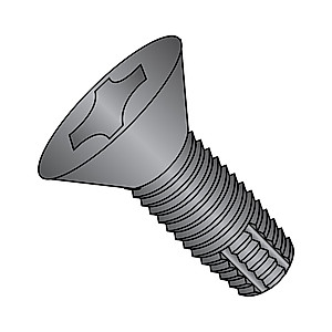Small Parts 1112FPFB Steel Thread Cutting Screw, Black Oxide Finish, 82 Degree Flat Head, Phillips Drive, Type F, #10-32 Thread Size, 3/4" Length (Pack of 100)