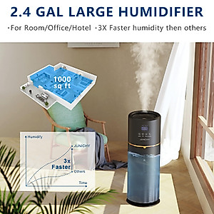 Humidifiers 2.4Gal / 9L Humidifiers Large Room 1000 sq.ft Large Humidifiers for Home Top Fill Humidifier for Bedroom Quiet Night Light 24H Timer Essential Oil Diffuer Humidifier for Nursery Baby Home