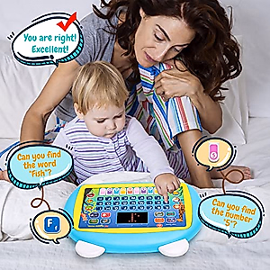 Toddler Educational Tablet Sensory Toys for Boys Age 2-4, Kids Preschool Learning Activities Games Electric Interactive Laptop with Read Spell & Talking Mode for Autism Children Birthday Presents