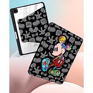 Trendy Fan for iPad Pro 12.9 Case 2022/2021/2020/2018 Case Cute Cartoon Kawaii for Girls Kids Girly Women Design Covers,360 Degree Rotating Folio Stand Pencil Holder for Apple i Pad 12.9 inch,Miqi