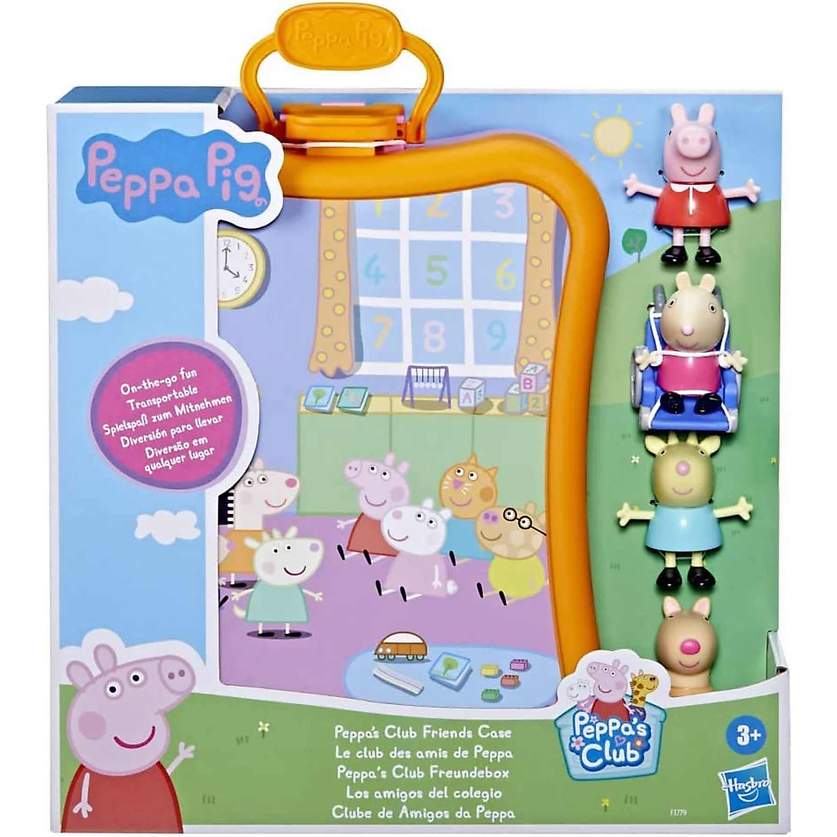Peppa Pig Peppa's Club Friends Carrying Case Playset, Includes 4 Figures, Preschool Toys, Kids Toys for 3 Year Old Girls and Boys and Up