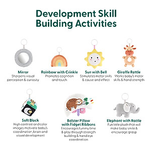 The Peanutshell Unisex Baby Play Gym & 7-in-1 Play Mat - Playmat Baby Toys 0-6, 6-12 Months Tummy Time Mat with Hanging Toys, Soft Padded Mat for Newborns, Infants - Safari