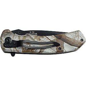 TAC Force Spring Assisted Folding Pocket Knife – Black Stainless Steel Blade with Brown Camo Coated Nylon Fiber Handle with Pocket Clip, Tactical, EDC, Rescue - TF-764BC