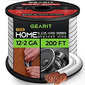 GearIT 12AWG Speaker Wire, Pro Series 12 Gauge Speaker Wire Cable (200 Feet / 60.96 Meters) Great Use for Home Theater Speakers and Car Speakers, White