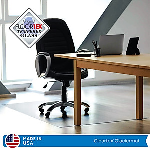Floortex Glaciermat Heavy Duty Glass Chair Mat for Hard Floors & Carpets - 42'' x 36'' - Made in The USA