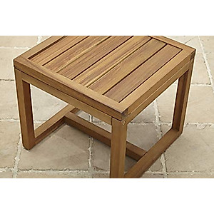 Indoor/Outdoor Patio Garden Funiture Reid 20" Square Solid Acacia Wood Side Table -Teak Finish