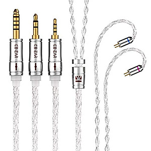 8 Core Silver Earphone Cable 2pin 0.78mm Replacement Cable with 3.5mm Headphone Cable Plug for ES4 ZST ZSN ZS3 ZSR C10 C04 CA4 AS10 ZS10 C12 C16 V80 V90 KB06(2pins 3.5mm)