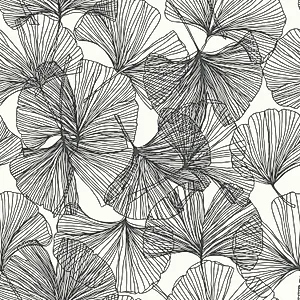 RoomMates RMK11601WP Black Gingko Leaves Peel and Stick Wallpaper