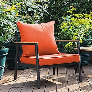 All Smiles Outdoor Seat Cushions for Patio Furniture Set of 24x24 Inch for Waterproof Replacement Cushions with Removable Cover for Chair Yard Garden Deck，Orange