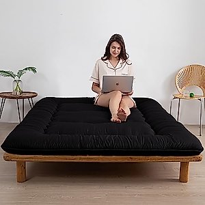 MAXYOYO Japanese Floor Mattress Futon Mattress Full Size, Shikibuton Tatami Mat Floor Bed, Roll Up Foldable Mattress Topper, for Guest Camping RV