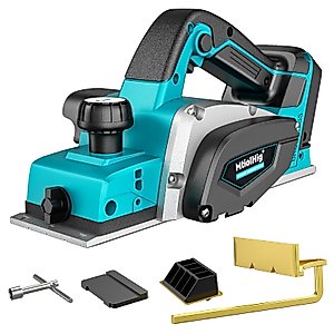 Cordless Electric Hand Planer: 3-1/4-Inch Handheld Planer for Makita 18V Battery (No Battery) - 15000 RPM Power Wood Planer for Woodworking, Carpentry, and Home DIY - Includes Blades and Edge Guide