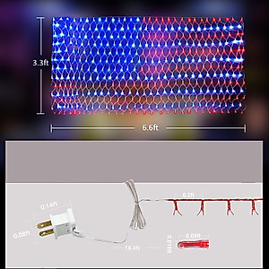 PUHONG (New) American Flag Lights, 420 LED USA Flag Net Lights, Outdoor Waterproof Patriotic Ornaments for Independence Day National Day July 4th Memorial Day Christmas New Year Party Yard Decoration
