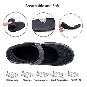 Women's Comfort Working Nurse Shoes Adjustable Breathable Wedges Slip-on Walking Sneaker Fitness Casual Shoes Mary Jane Sneaker,D-41BLACK