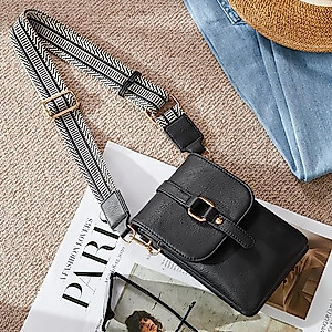 CLUCI Small Crossbody Bags for Women Leather Cell Phone Shoulder Purses Black