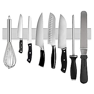 Ouddy 16 Inch Magnetic Knife Holder for Wall, Stainless Steel Knife Magnetic Strip Block Bar Rack Use as Kitchen Knife Holder, Knife Strip, Magnetic Tool Organizer, Art Supply Organizer & Home Organizer