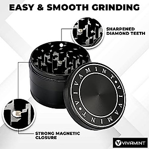 VIVAMINT Spice Grinder Large 3.0 Inch Black