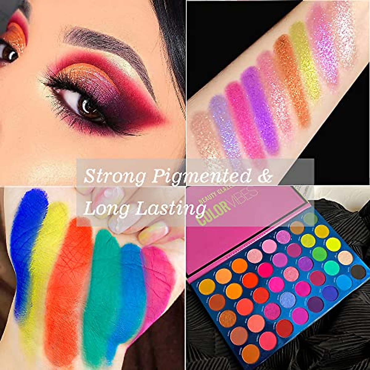 Eyeshadow Palette, Matte and Shimmer Make Up Eyeshadow Makeup Palette,Pigmented Eye Makeup Metallic Natural Eye Shadows Pallet Cosmetics Long Last Waterproof (ColorVibes Palette-40 Colors)