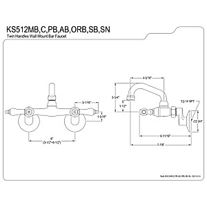 Kingston Brass KS512AB Kingston Bar Faucet, Antique Brass