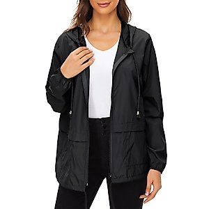 Century Star Lightweight Rain Jackets for Women Waterproof Windbreaker Jacket Women Packable Raincoat Rain Coats with Hood Black 3X-Large