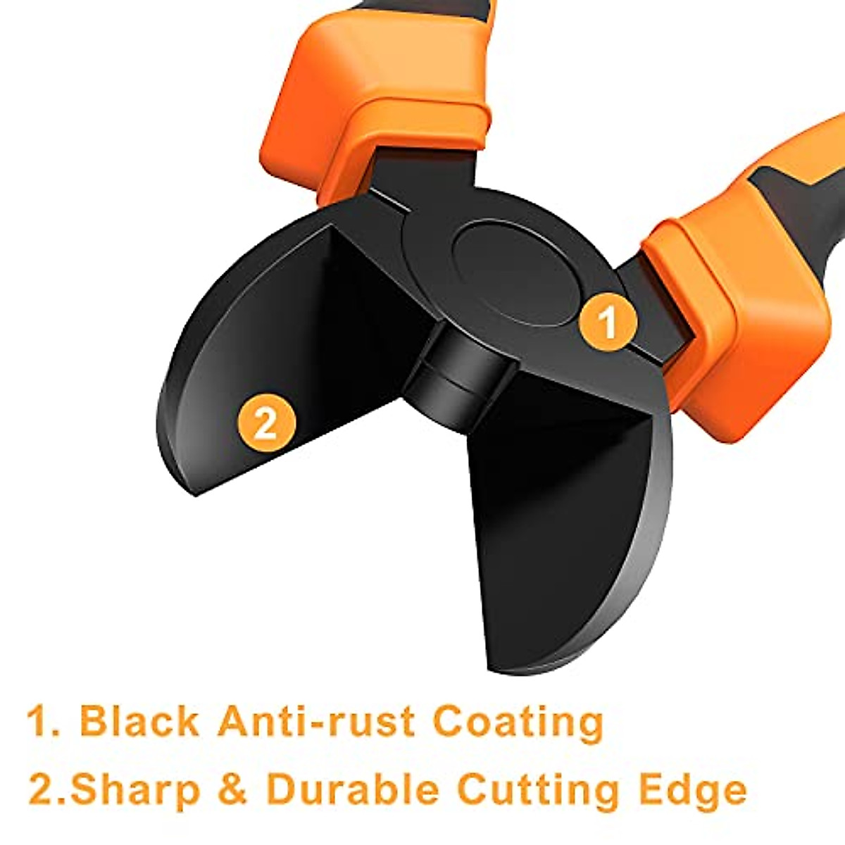 BOENFU Wire Cutters Electrical Heavy Duty CRV Steel, Comfort Grip Diagonal Cutting Pliers for Crafting, Floral Wire, Chicken Wire, Artificial Flowers, Orange, 7.5 Inches