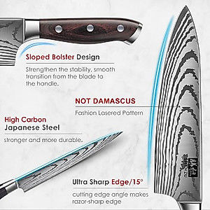 SHAN ZU 16-Piece Japanese Knife Set - High Carbon Stainless Steel Kitchen Knife Set with Block and Sharpener