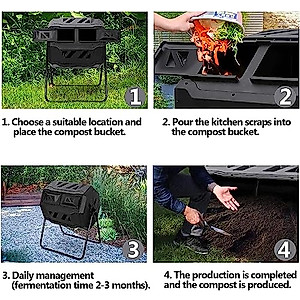 Compost Bins Outdoor 43 Gallon Garden Compost Tumbler Bin ｜ Extra Wide Dual Chamber with 360 Degree Rotating Composter Food Waste Bin ｜Outdoor Aerating Waste Bin Composting Tumbler