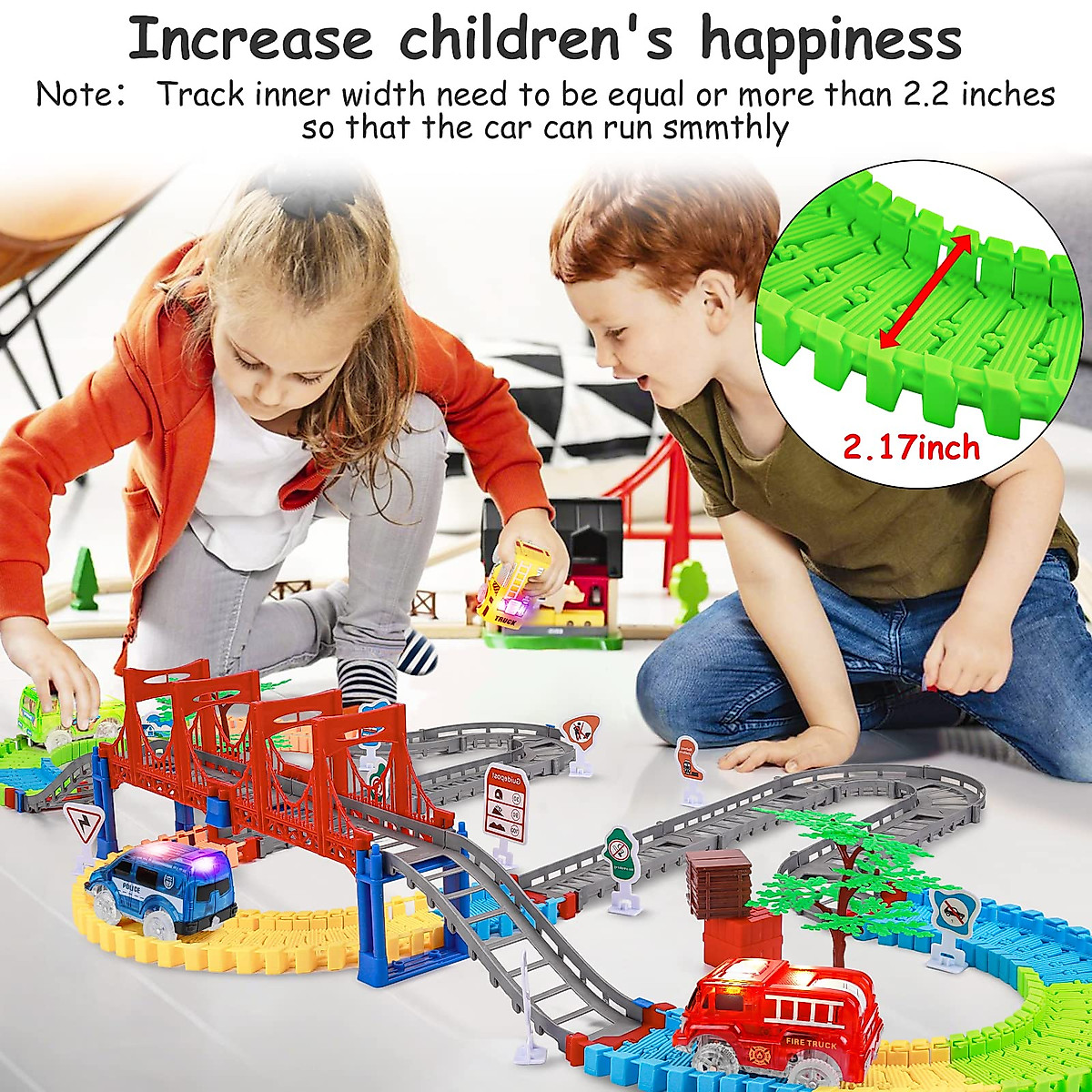 Tracks Cars Replacement Only - Light Up Magic Cars for Tracks Compatible with Glow in The Dark Toy Cars with 5 LED Flashing Lights for Most Race Tracks Only Toy Cars Track Car Accessories (4 Pack)