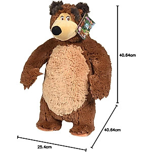 Masha and the Bear Masha Plush Bear, Toys for Kids, Ages 3+, brown