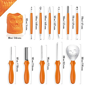 Halloween Pumpkin Carving Kit,Jack-O-Lanterns 11 Piece Professional Pumpkin Cutting Carving Tools Stainless Steel Lengthening and Thickening Pumpkin Carving Set