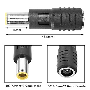 PNGKNYOCN DC 7909 to DC 8020 Adapter，DC 8mm Male to DC 8020 Female and DC 8020 Male to DC 8mm Female Connector, for Solar Panel RV Portable Power Station（2-Pack）