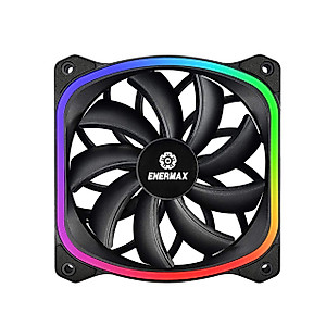 Enermax Squa RGB PWM 120mm Case Fan, Addressable RGB Sync Via Motherboard/Control Box, 3 Fan Pack- Black; UCSQARGB12P-BP3