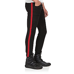 Men Super Comfy Trouser Pants with Stylish Side Stripe AP46496SK PK16 Red Black 34