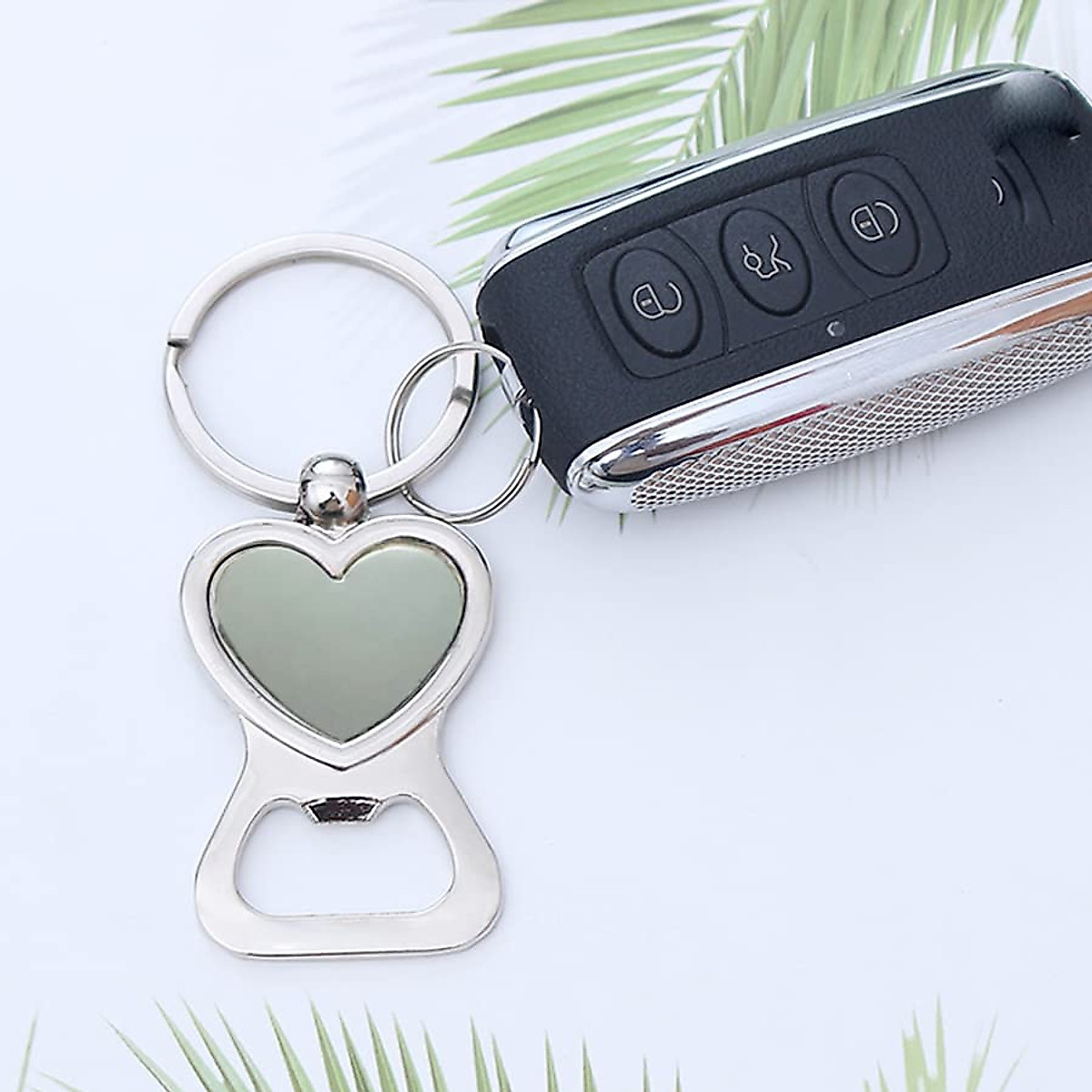 ARFUKA Bottle Opener Keychain Portable Beer Bottle Opener Key Chain Heart Pendant Keyring Beverage Bottle Opener Key Ring Gift for Men and Women